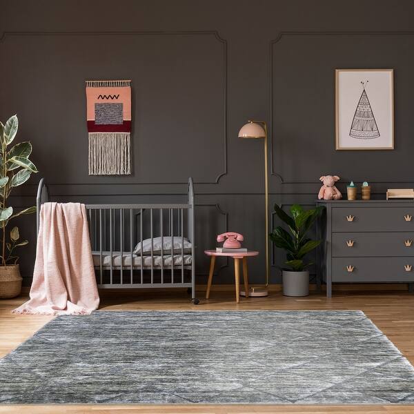 Gertmenian Cason Texie Modern Diamond Tile Grey/Charcoal Plush Shag Area Rug - Bed Bath & Beyond ...